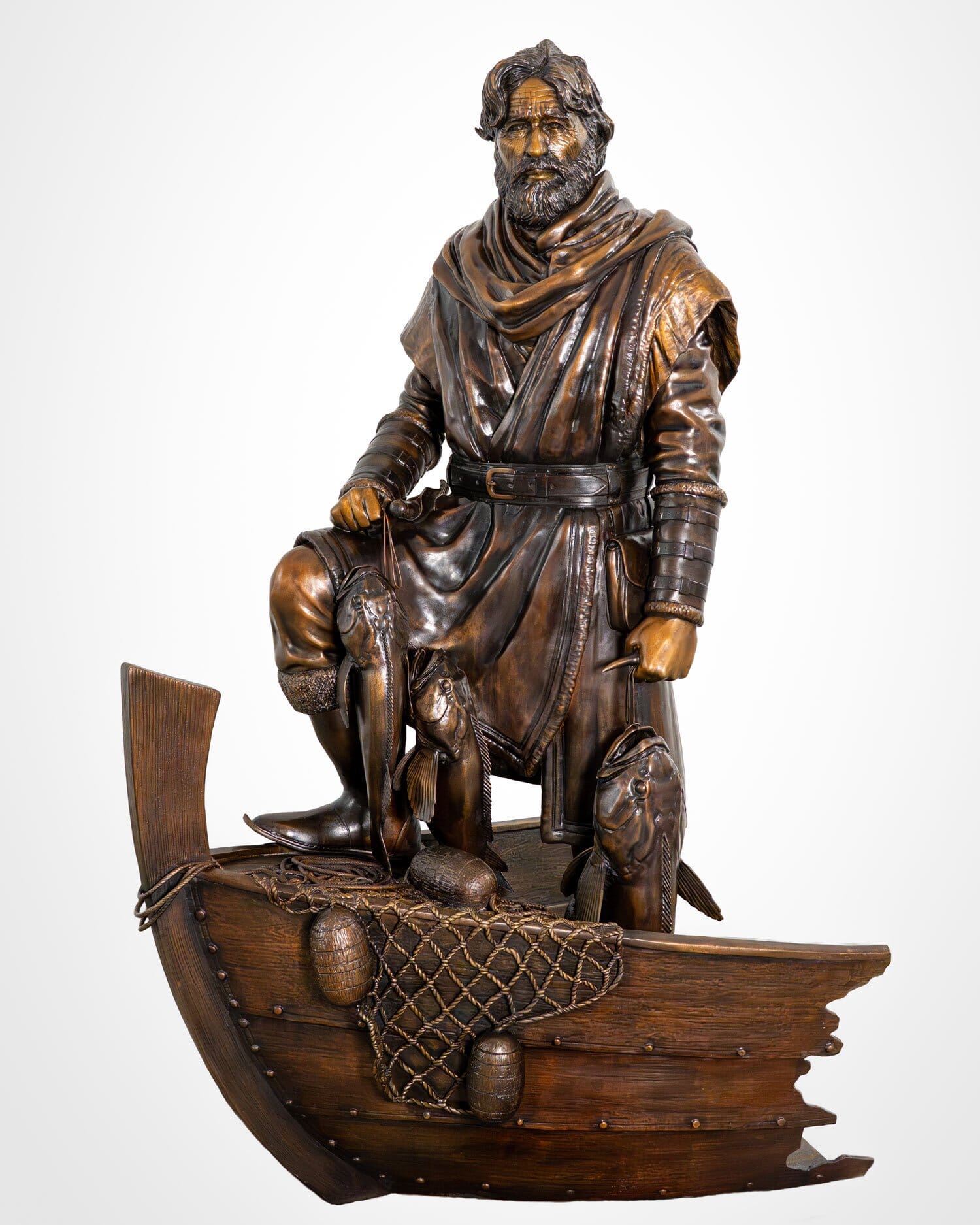 Bronze Fisherman Monument - Caswell Sculpture